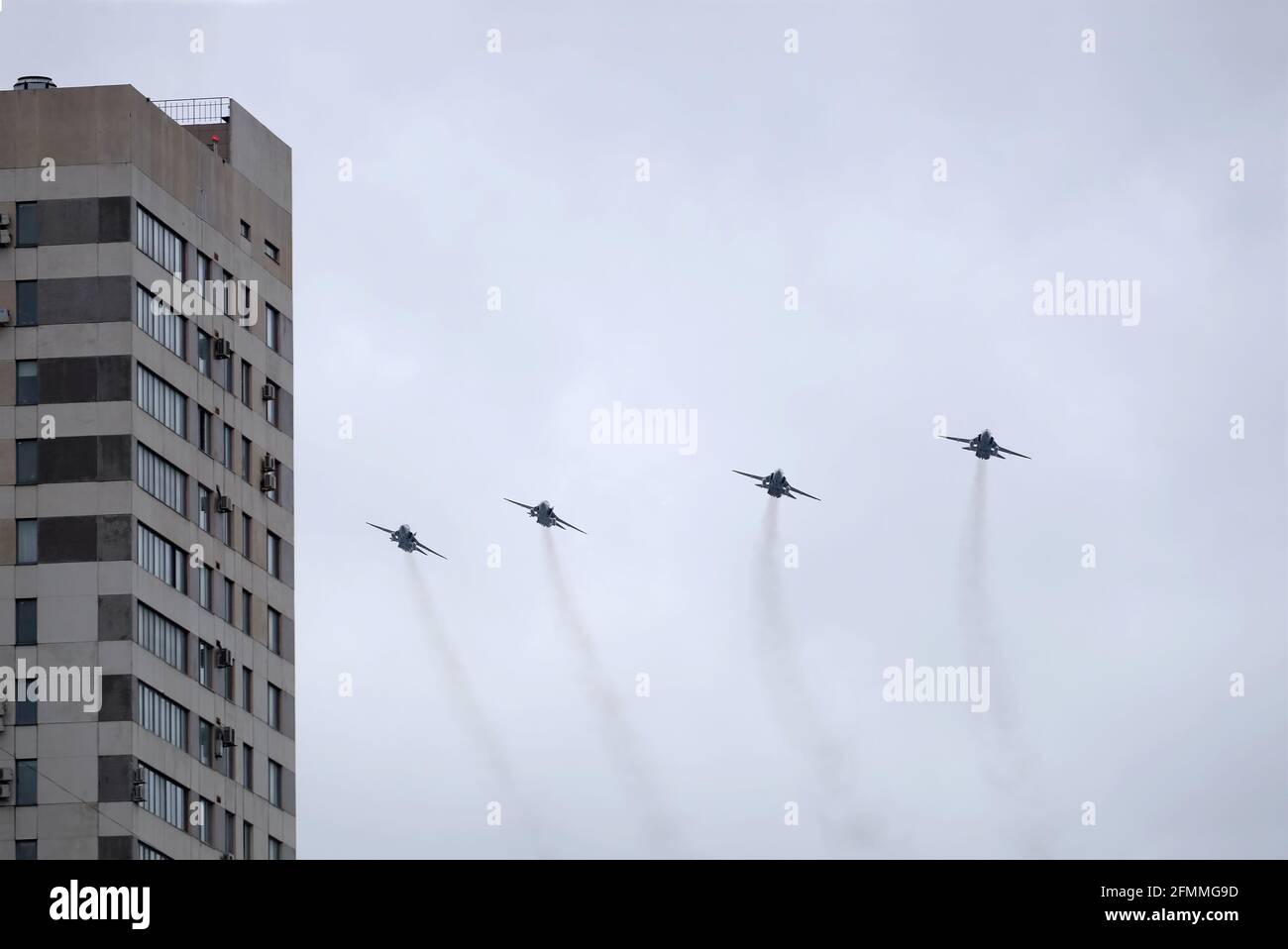 MOSCOW, RUSSIA - May 9, 2021: Group of four Russian military tactical ...