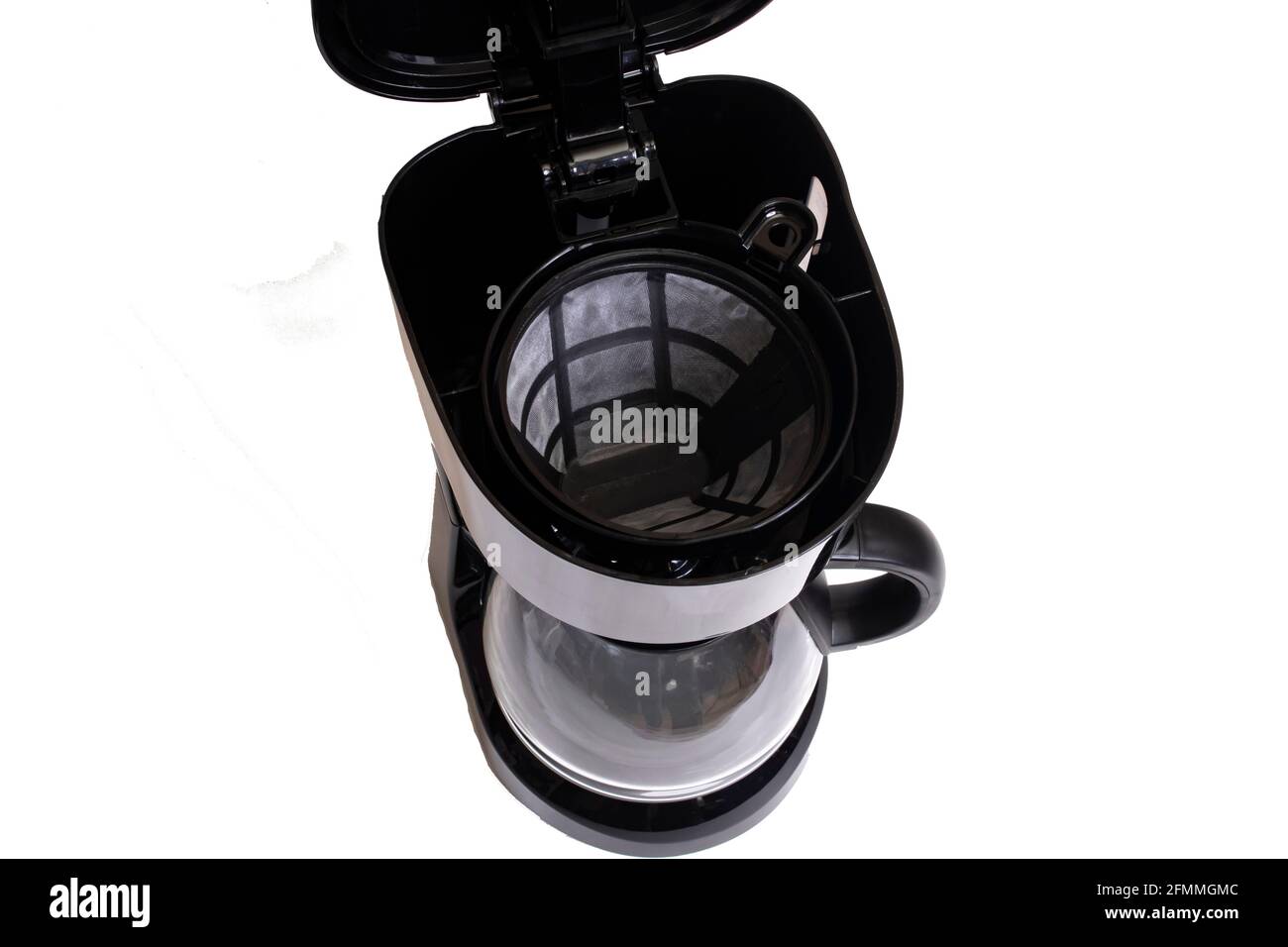 Black coffee maker isolated on white background close up Stock Photo ...