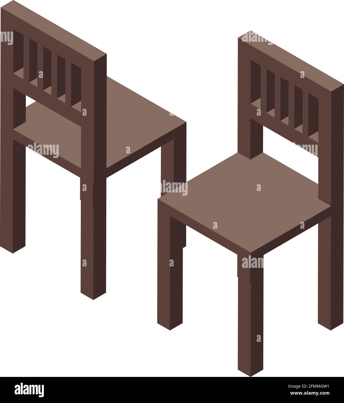 Kitchen wood chairs icon. Isometric of Kitchen wood chairs vector icon ...