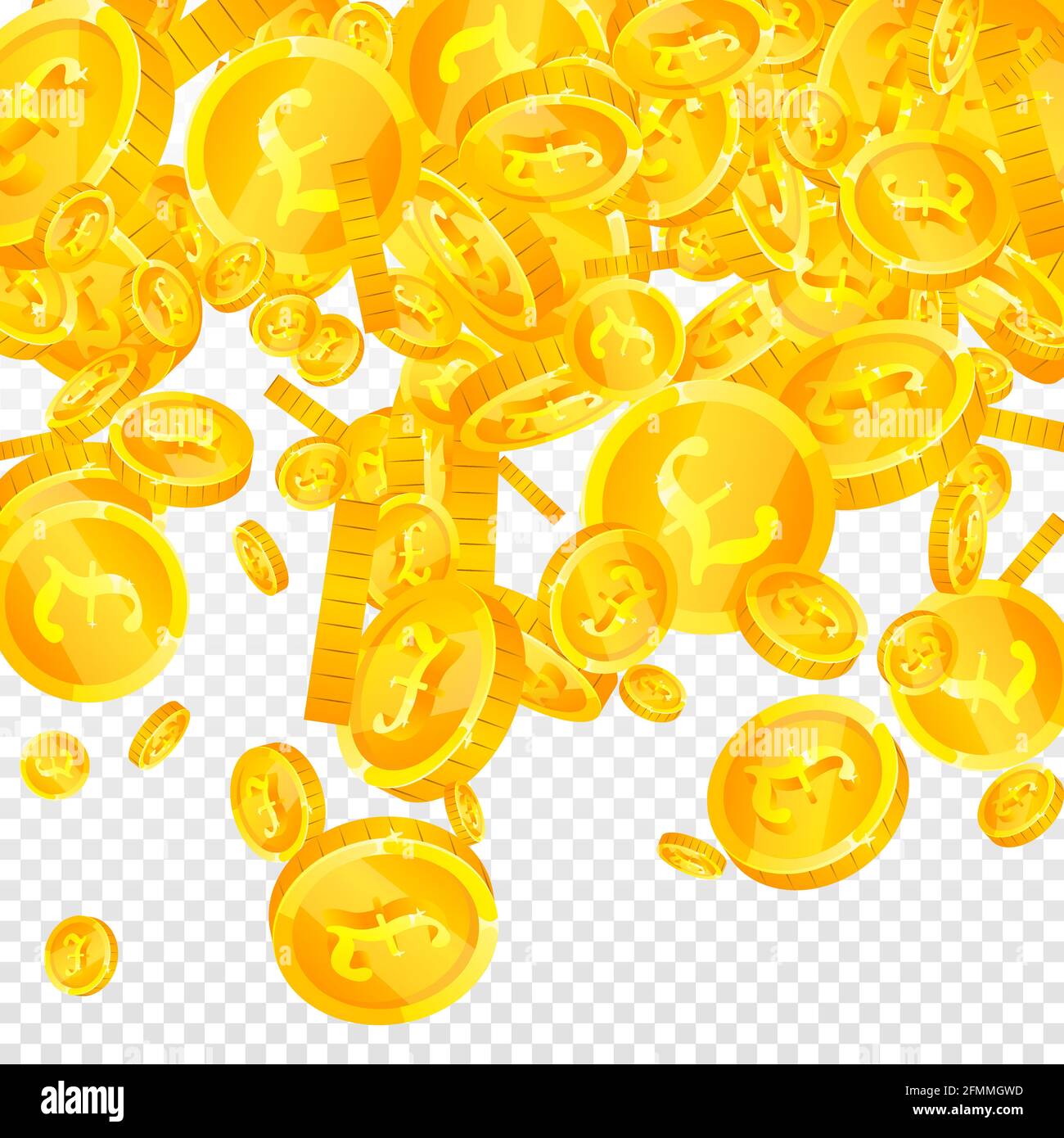 British pound coins falling. Extra scattered GBP coins. United Kingdom ...