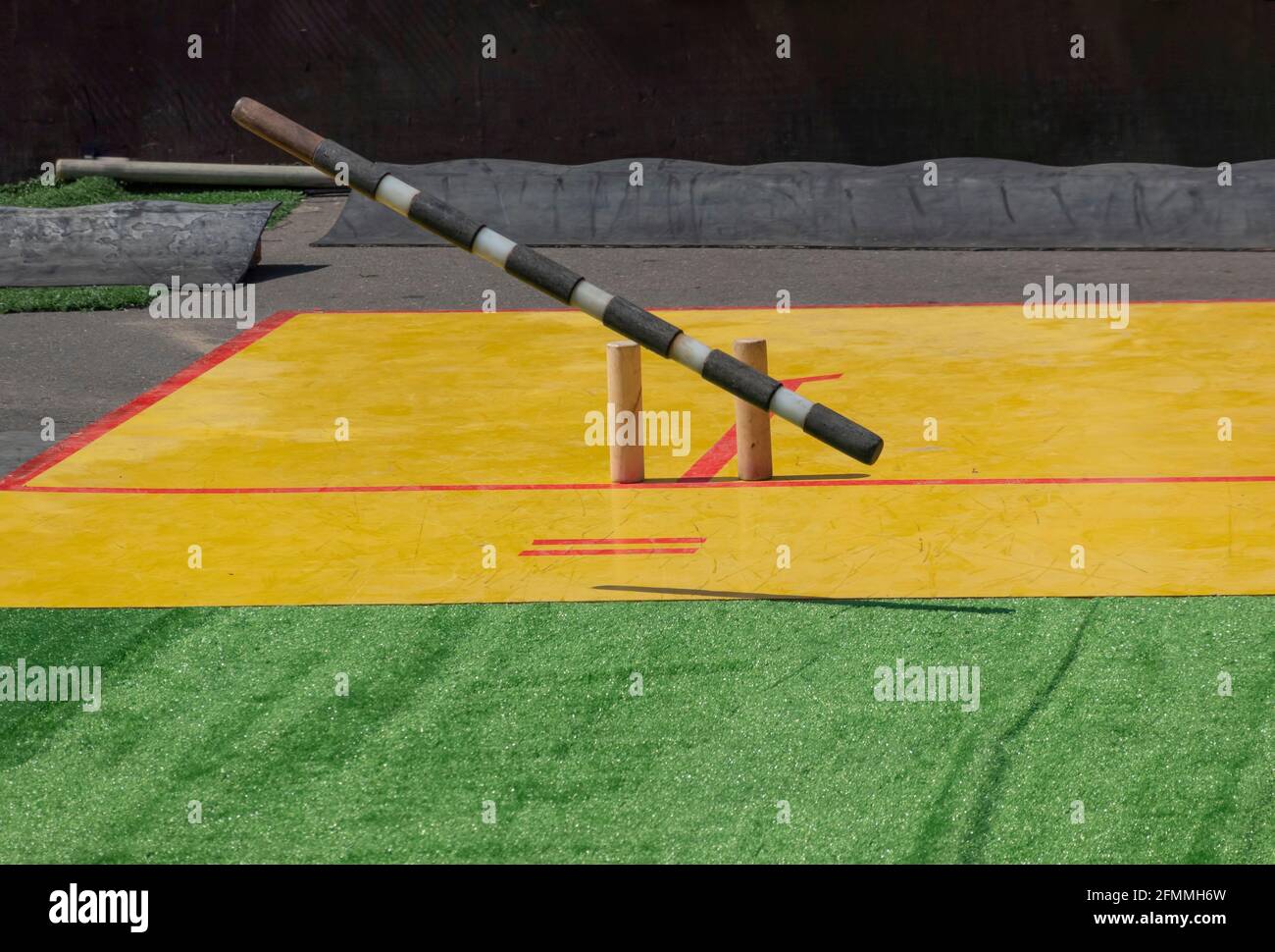 Russian national game Gorodki in which you need to knock out all the ...