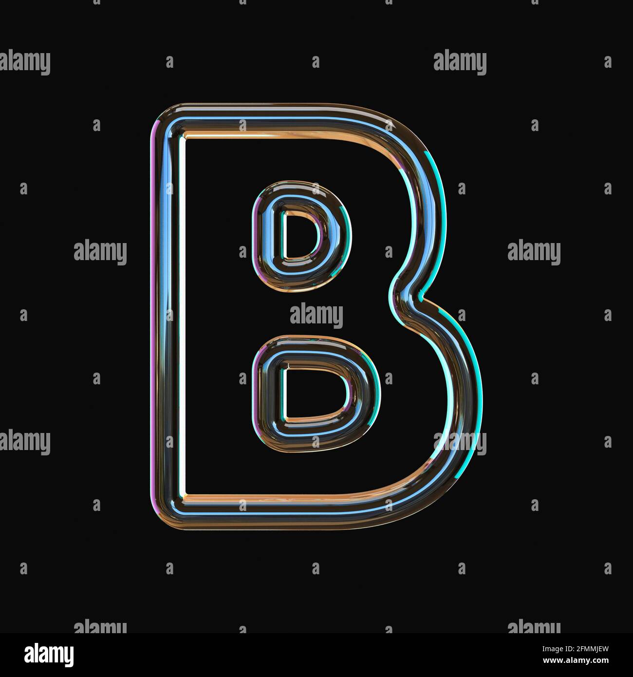 Vivid color glass font Letter B 3D render illustration isolated on ...