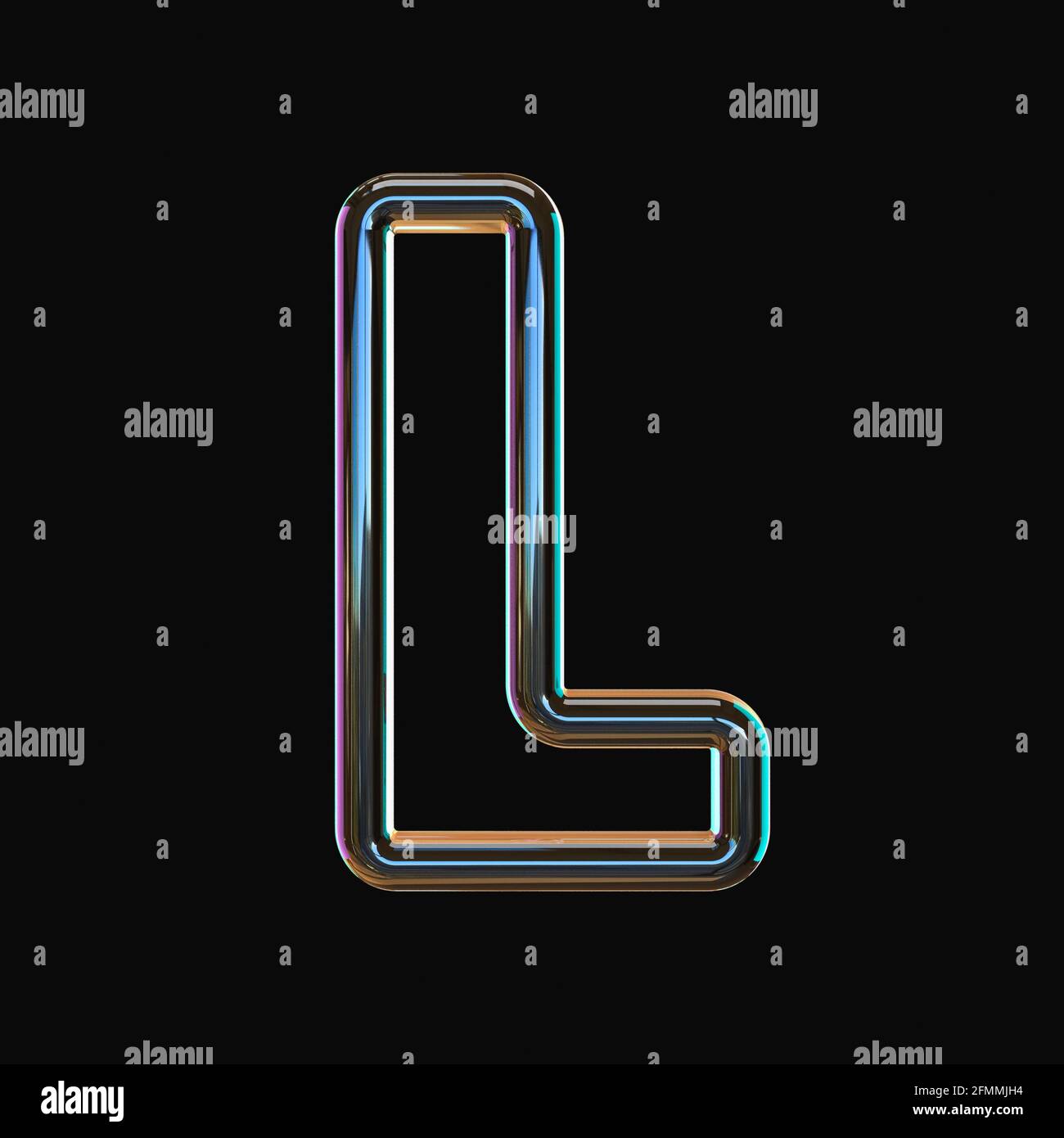 Vivid color glass font Letter L 3D render illustration isolated on ...