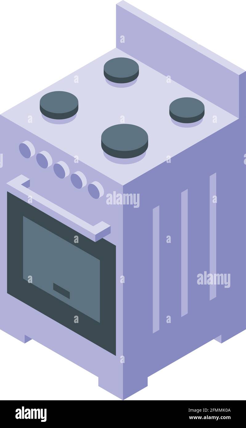 Kitchen electric cook stove icon. Isometric of Kitchen electric cook ...