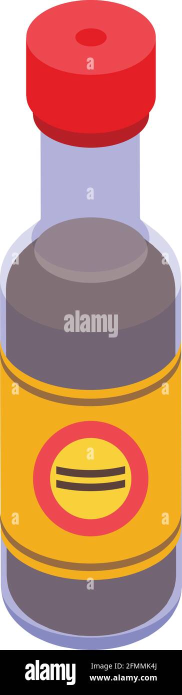 Wok menu sauce bottle icon. Isometric of Wok menu sauce bottle vector ...