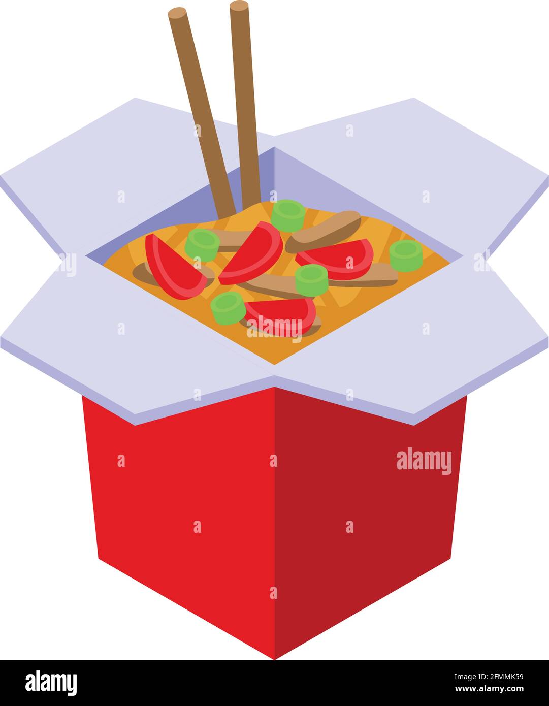 Wok menu box icon. Isometric of Wok menu box vector icon for web design ...