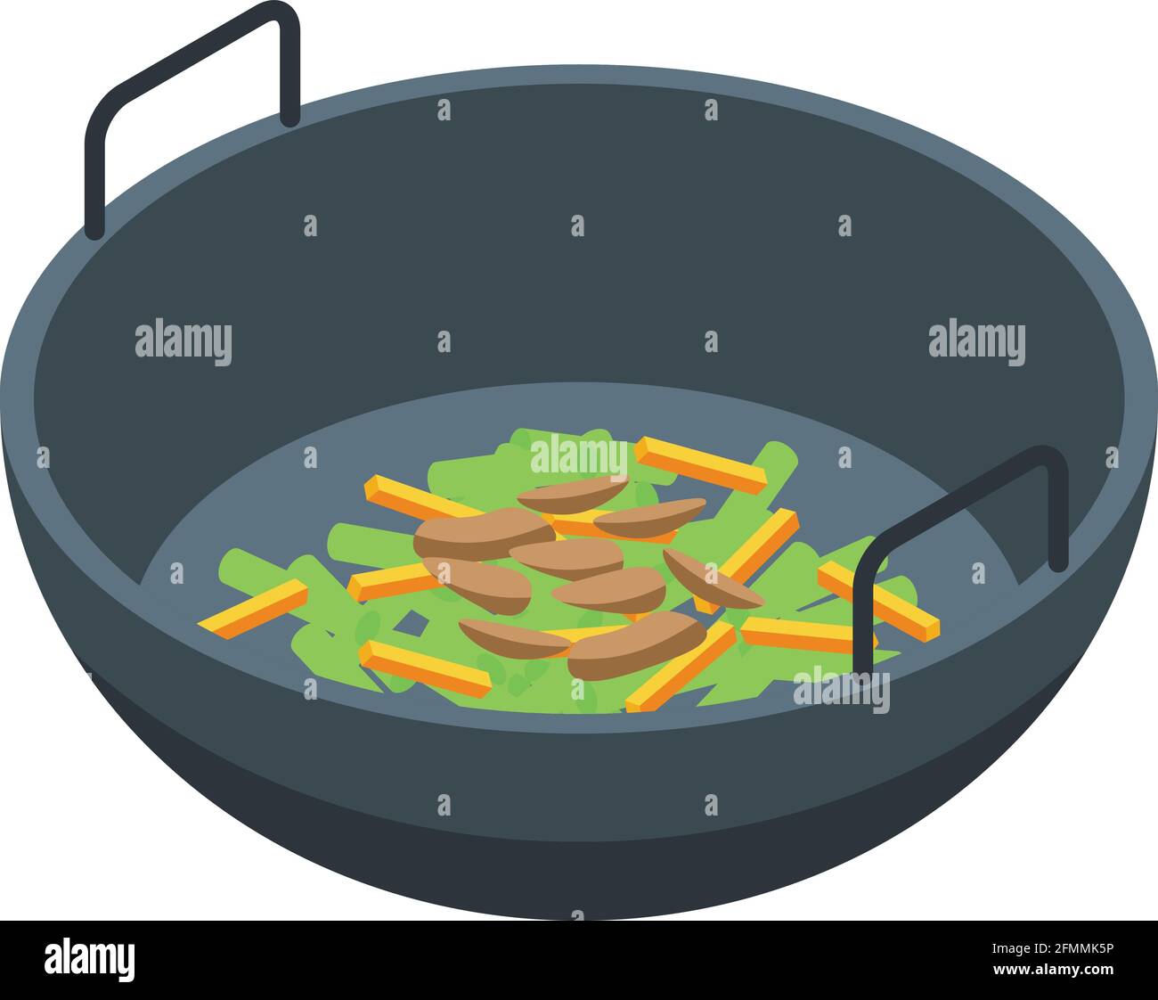 Chinese wok pan on fire Stock Vector Images - Alamy