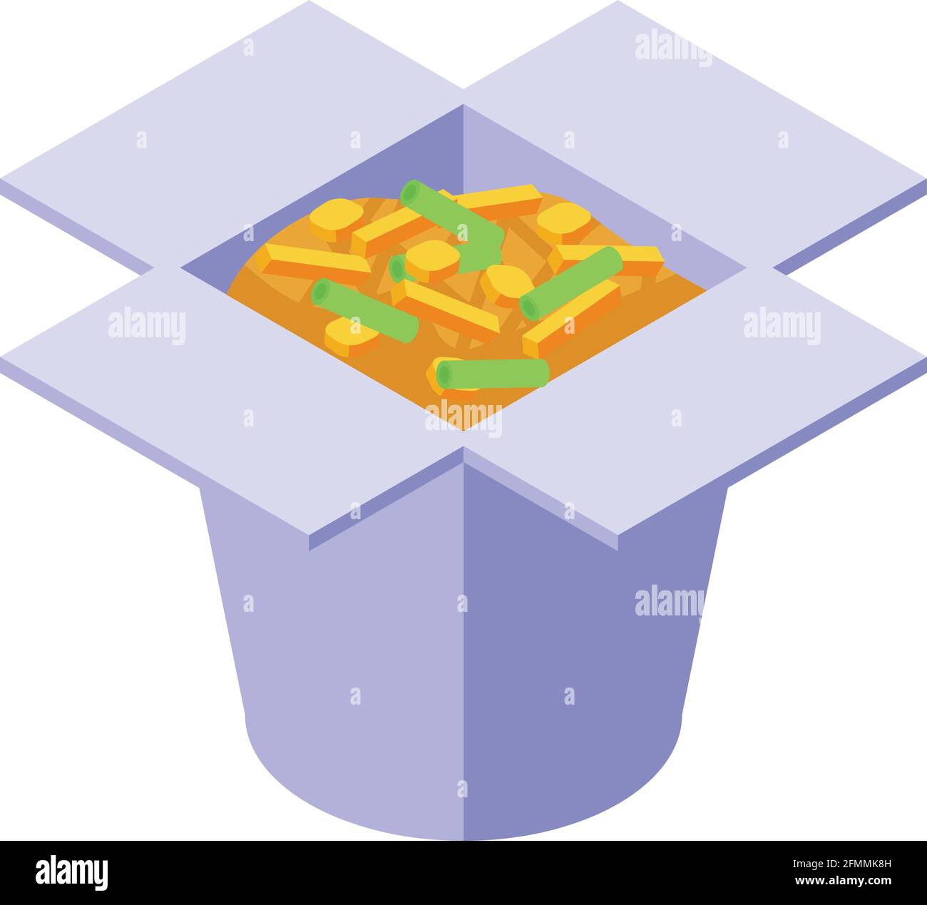 Wok menu carton box icon. Isometric of Wok menu carton box vector icon ...