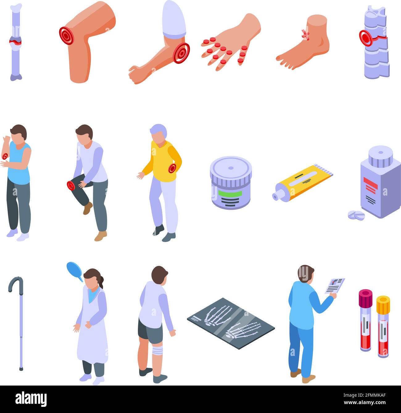 Arthritis icons set. Isometric set of arthritis vector icons for web ...