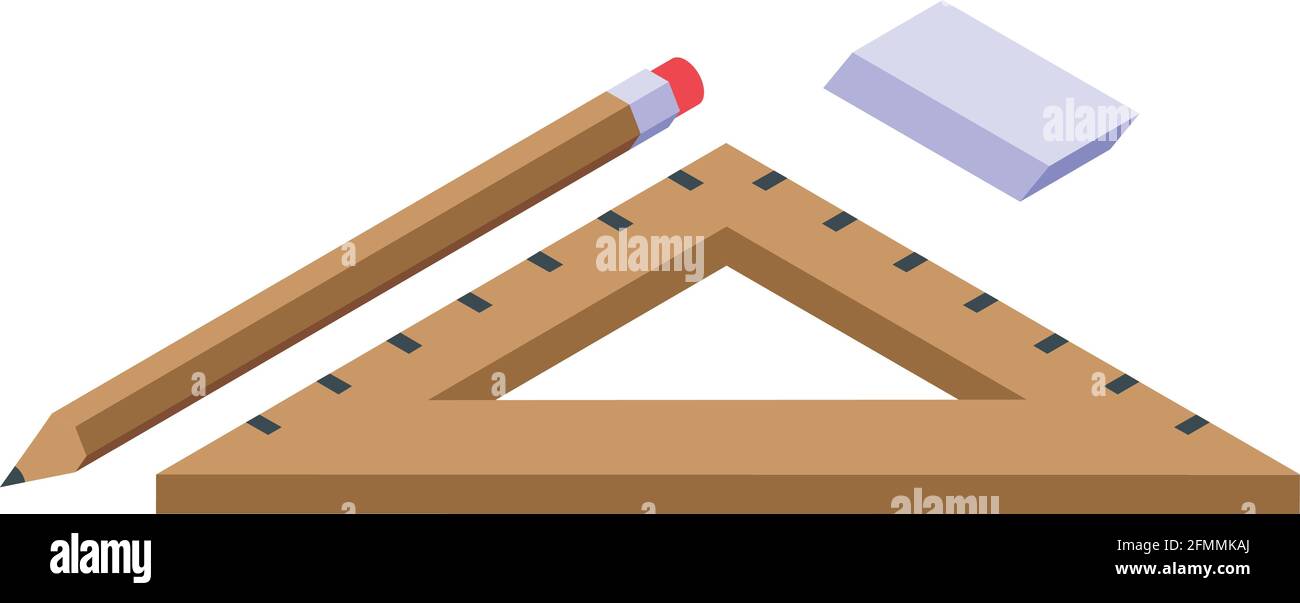 Campus ruler and tools icon. Isometric of Campus ruler and tools vector ...
