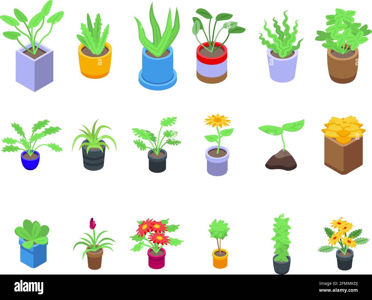 Plants icons set. Isometric set of plants vector icons for web design ...