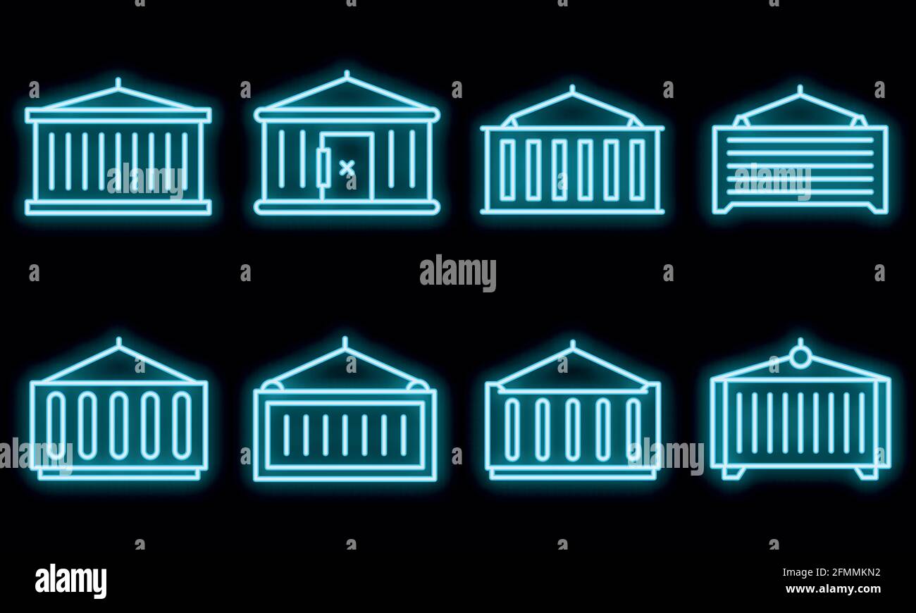 Cargo container icons set. Outline set of cargo container vector icons ...