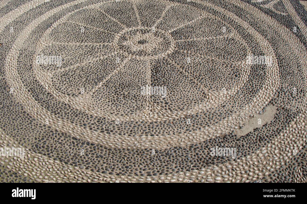 concrete wall is covered with mosaic mosaic for decoration Stock Photo ...