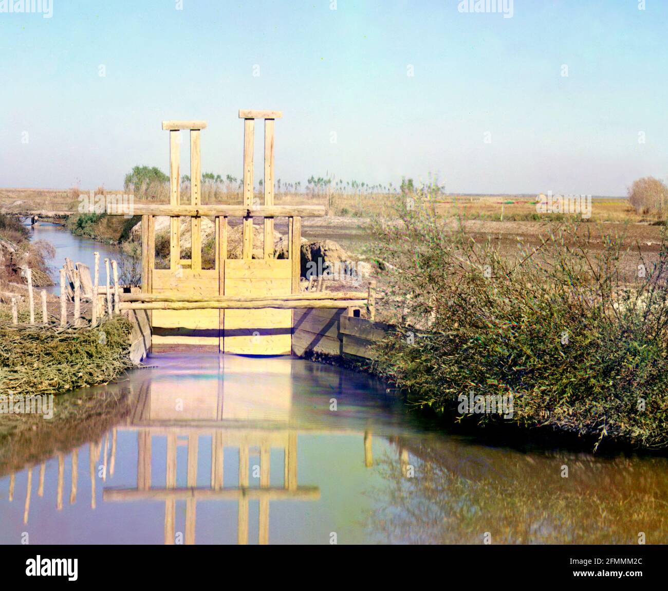 Main sluice of the Tsarevna Reservoir. Golodnaia Steppe, circa 1910 ...