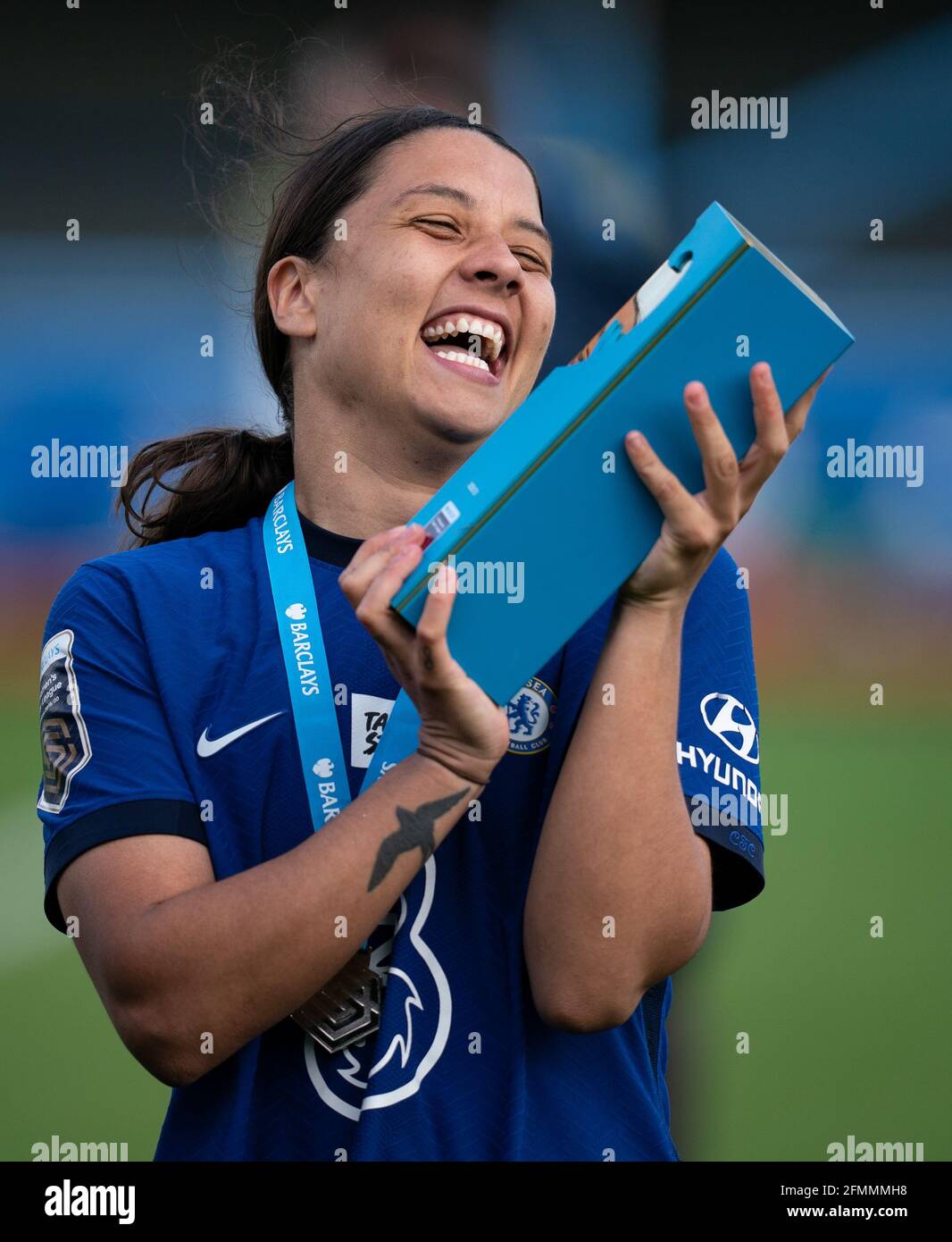 Kingston, UK. 09th May, 2021. Sam Kerr of Chelsea Women with her Golden ...