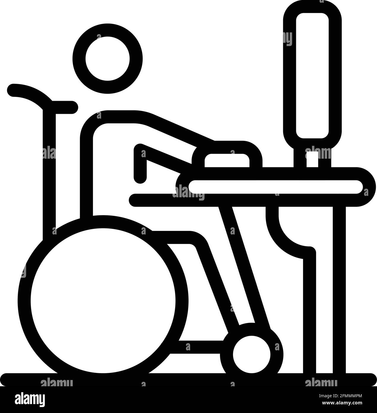 Wheelchair man computer work icon. Outline Wheelchair man computer work ...