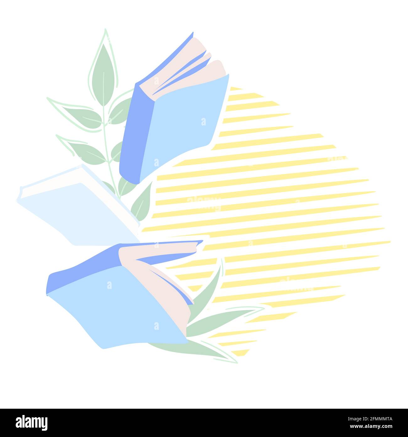 Blue books flying banner template. Reading Vector minimalist background ...