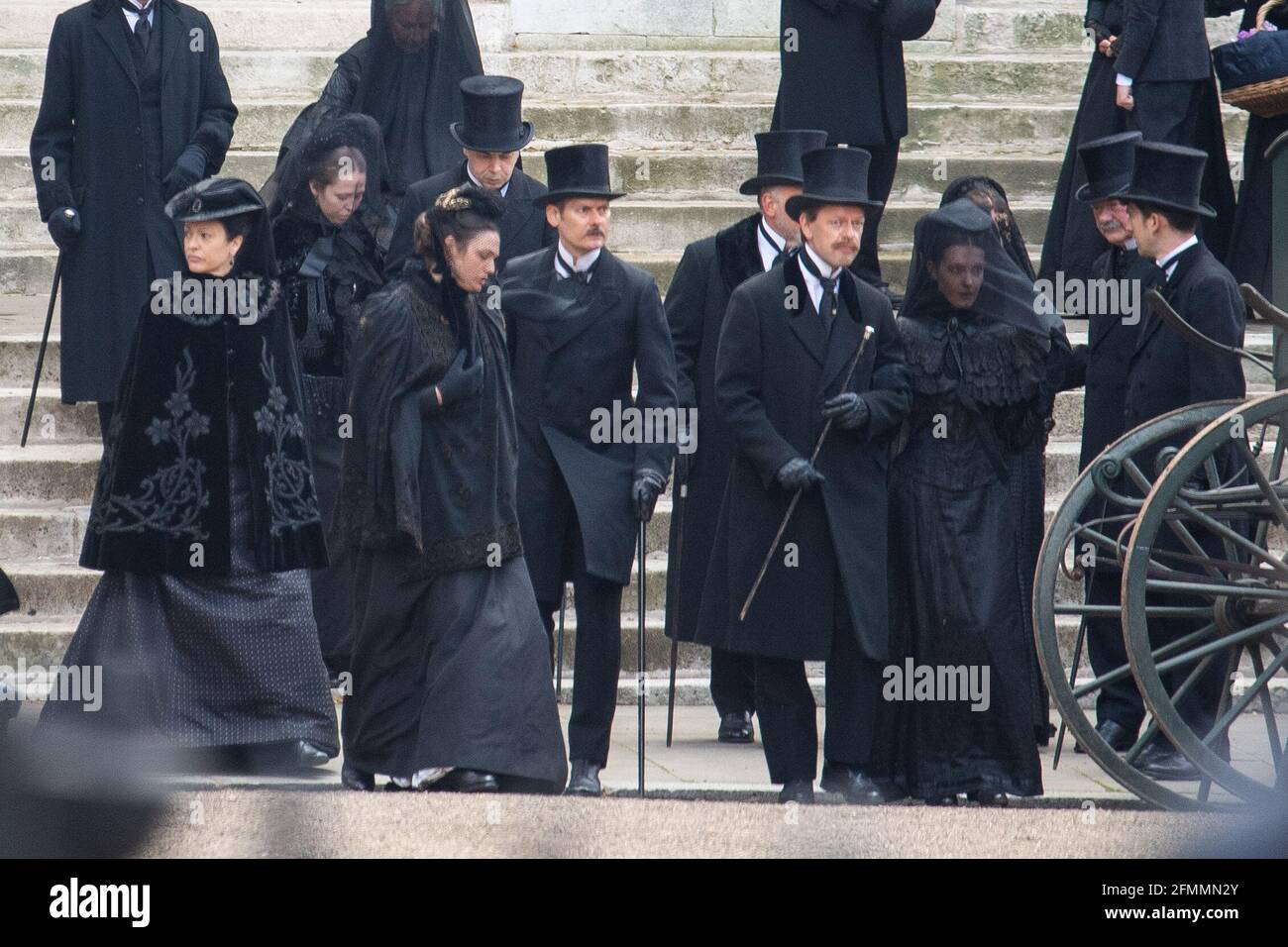 Actors in period costume during filming a TV adaptation of 'The Essex ...