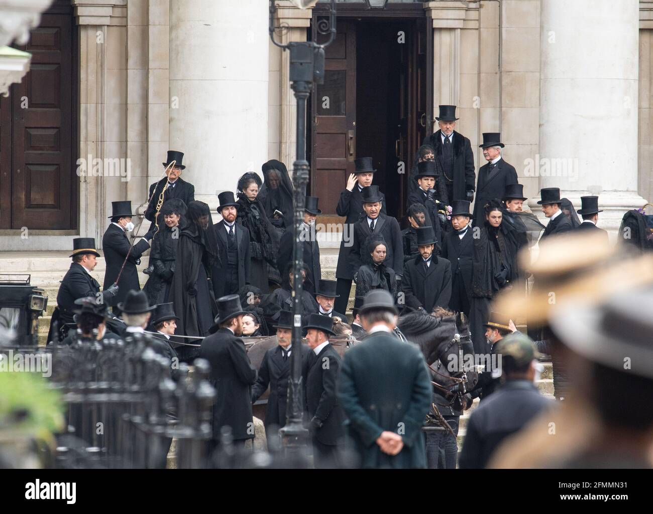 Actors in period costume during filming a TV adaptation of 'The Essex ...