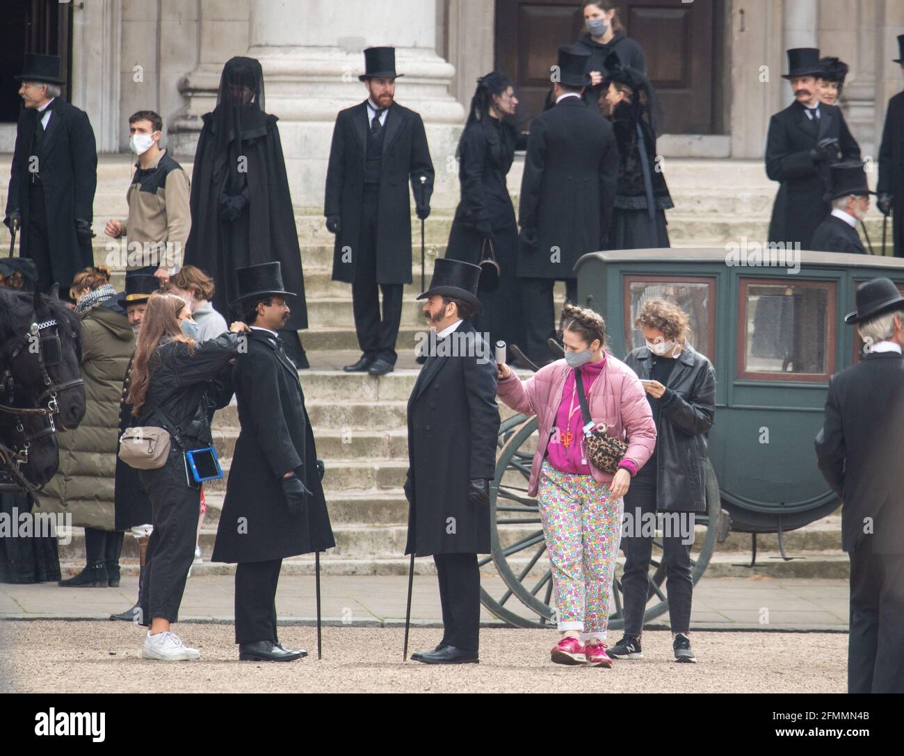 Actors in period costume during filming a TV adaptation of 'The Essex ...