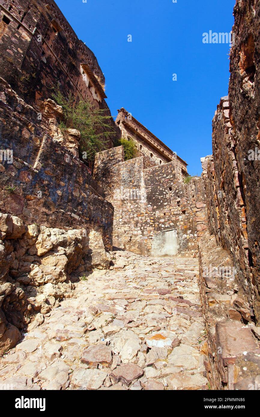 Taragarh fort in Bundi town, typical medieval fortress in Rajasthan ...