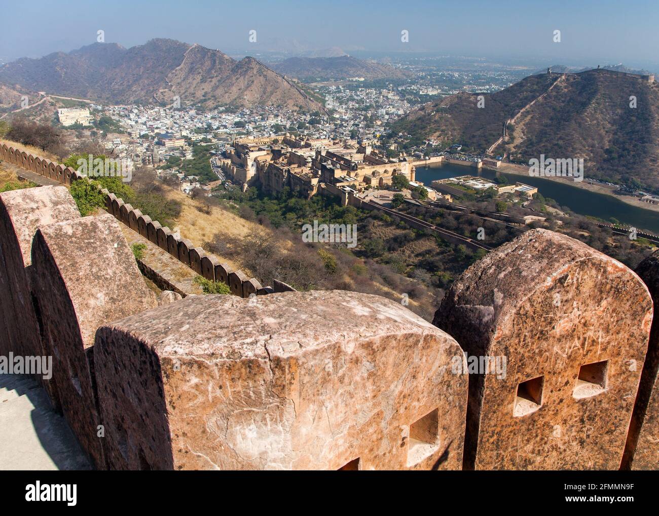 Amber fort near Jaipur city, Rajasthan, India, view from the upper ...