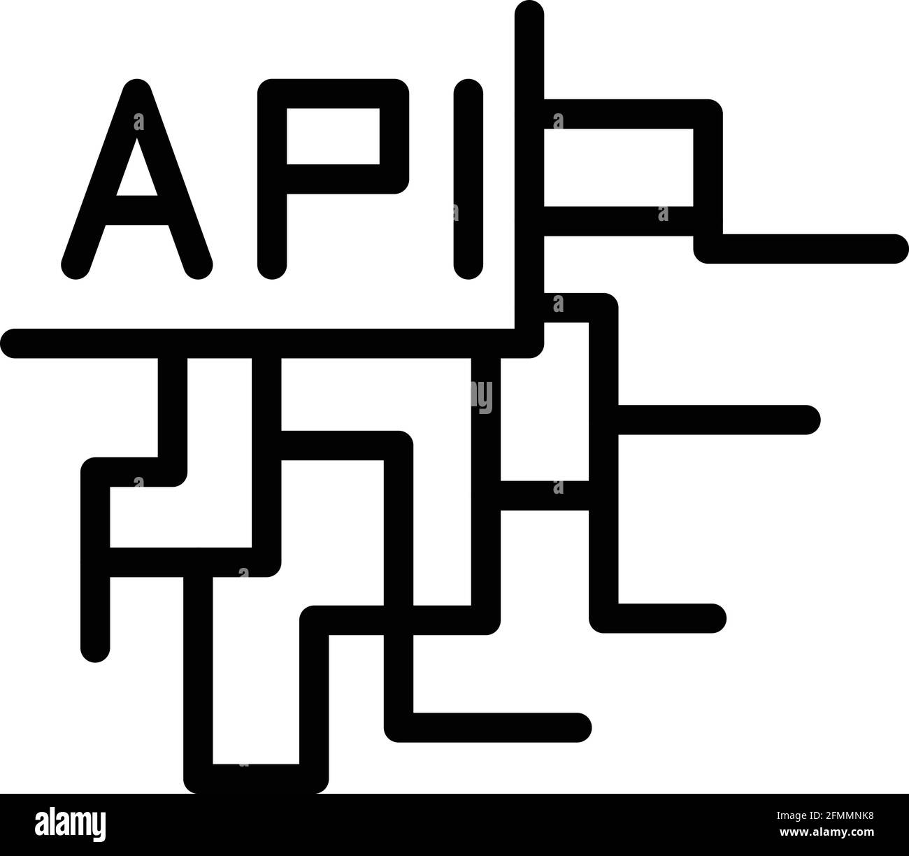 Api Digital Network Icon Outline Api Digital Network Vector Icon For