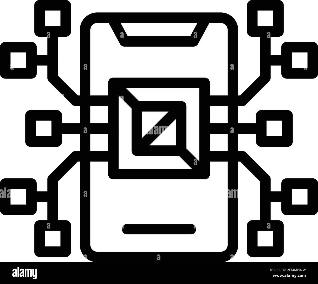 Api phone processor icon. Outline Api phone processor vector icon for ...