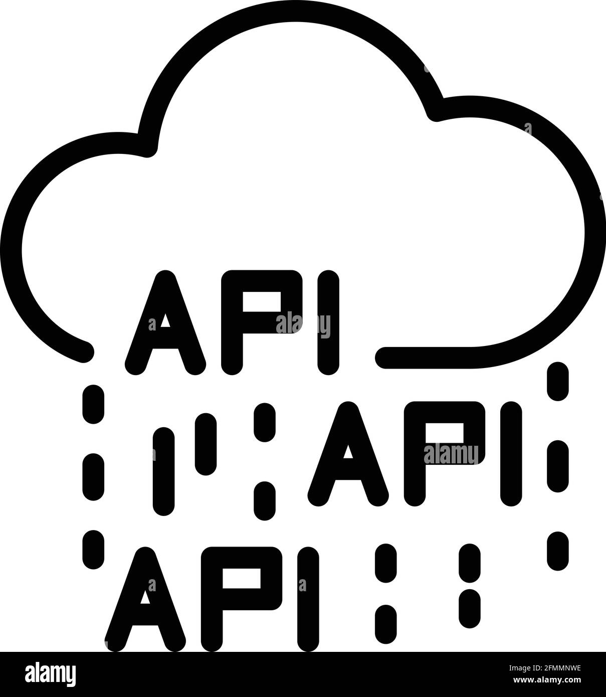 Api data cloud icon. Outline Api data cloud vector icon for web design isolated on white ...