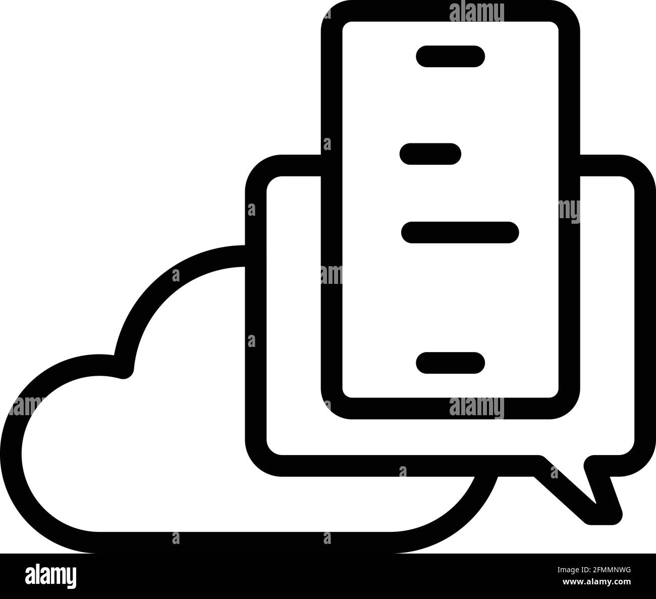 Api phone cloud icon. Outline Api phone cloud vector icon for web design isolated on white ...