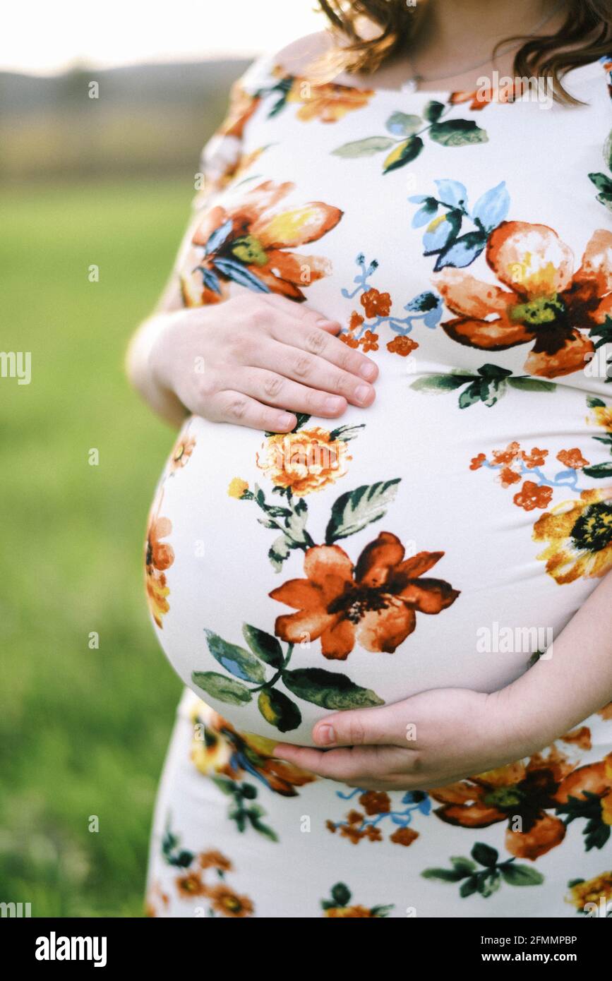 Pregnant bump hand hi-res stock photography and images - Alamy