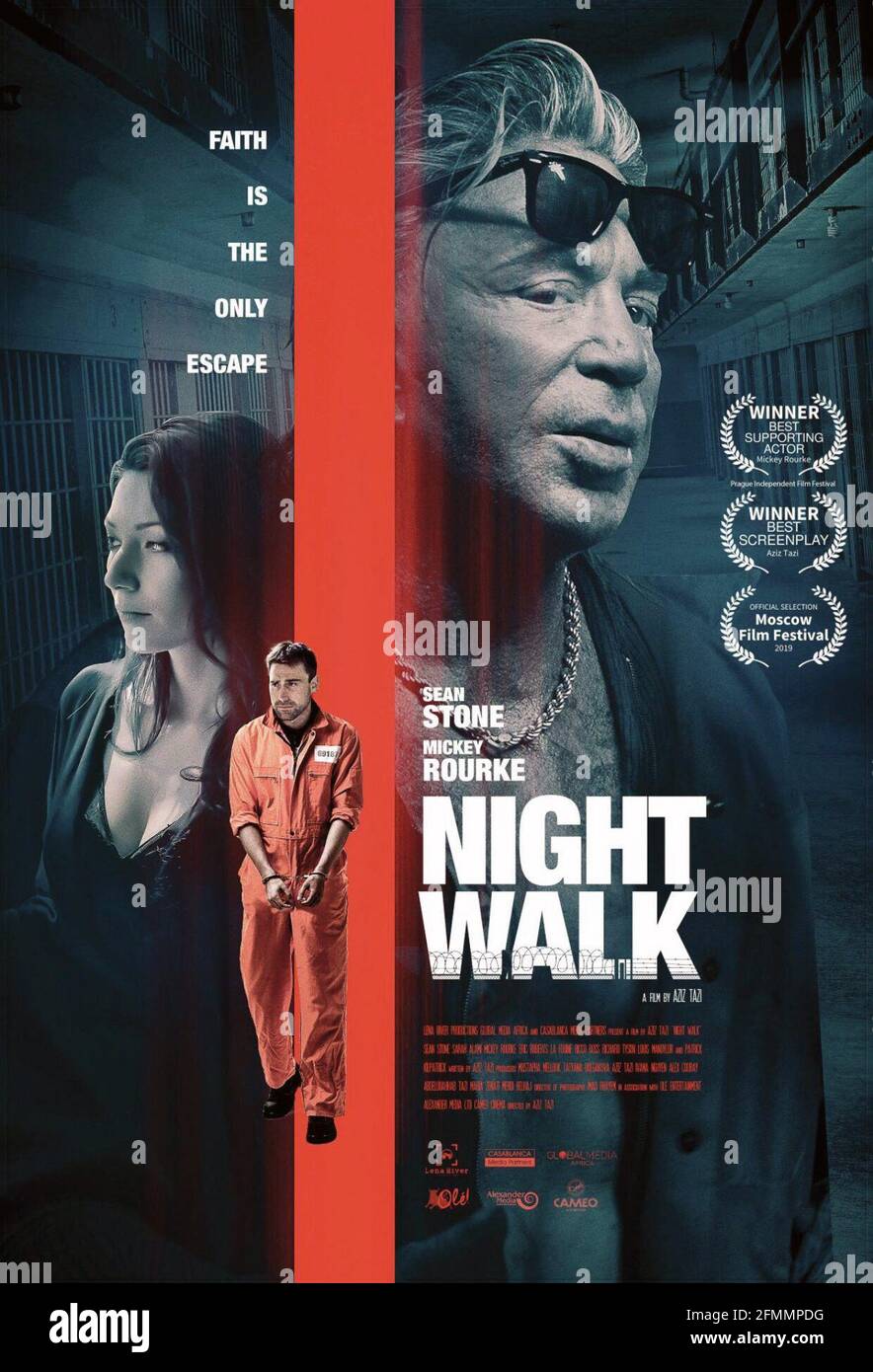 NIGHT WALK, poster, from top: Mickey Rourke, Sean Stone, Sarah Alami ...