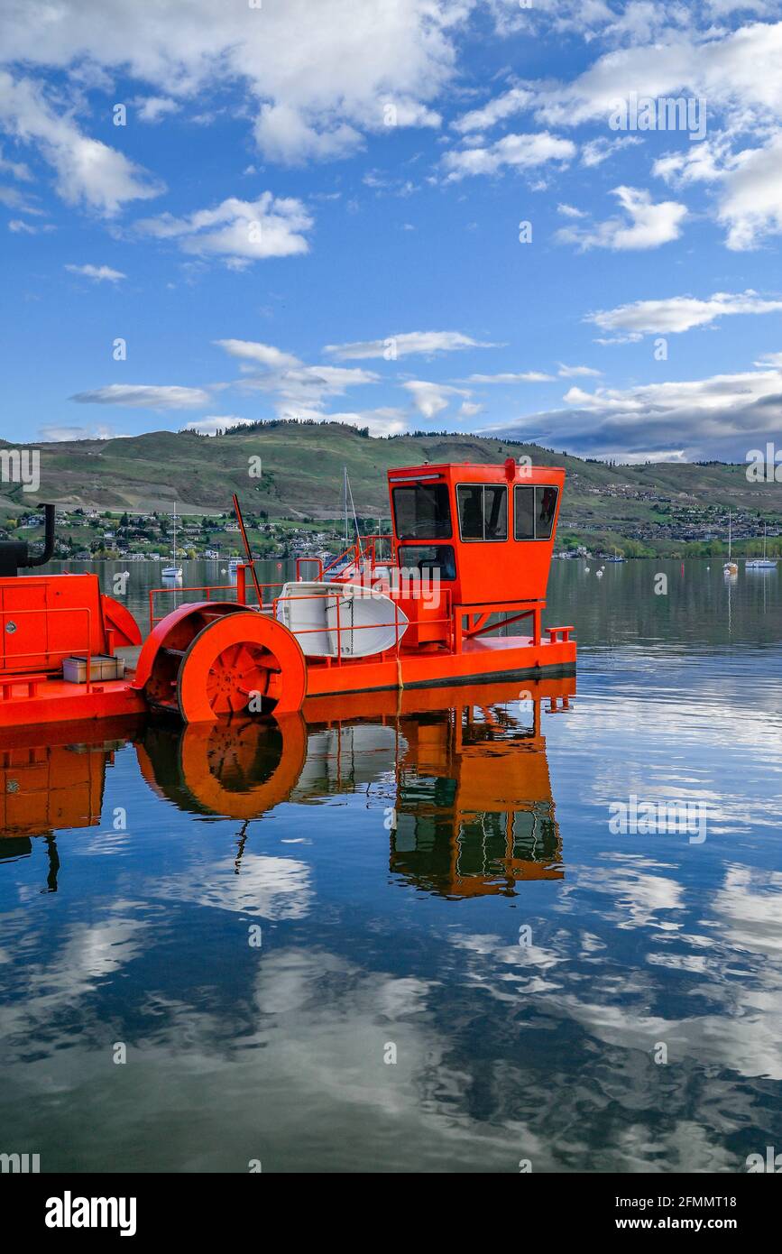 Okanagan Basin Water Board boat used to pull up Eurasian milfoil ...
