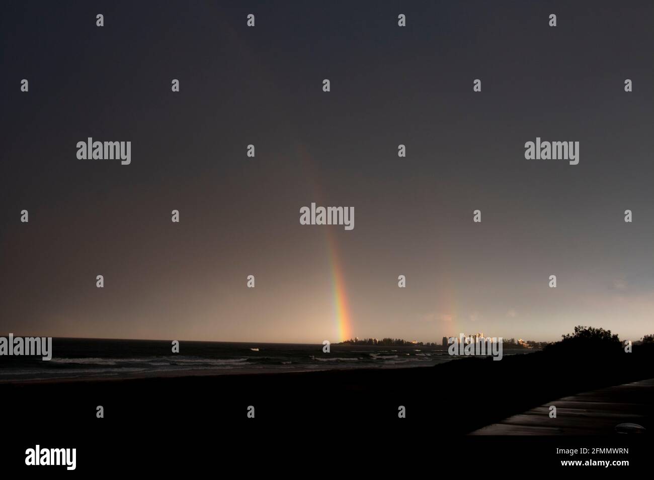 Double Rainbow over the Ocean after Storm on the Gold Coast Stock Photo ...