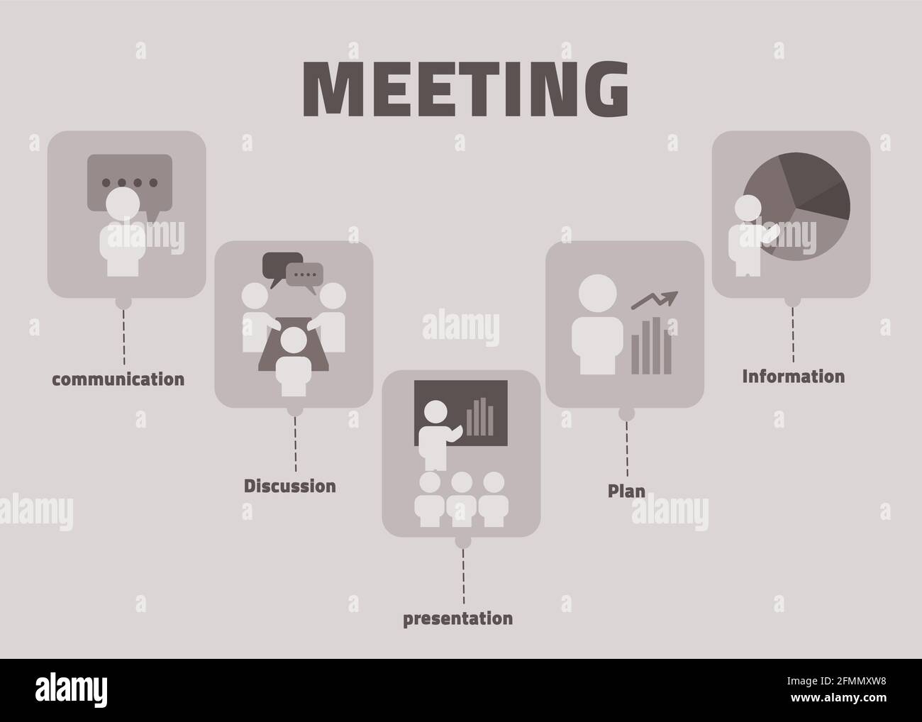 meeting element icons with monochrome color style Stock Vector Image ...