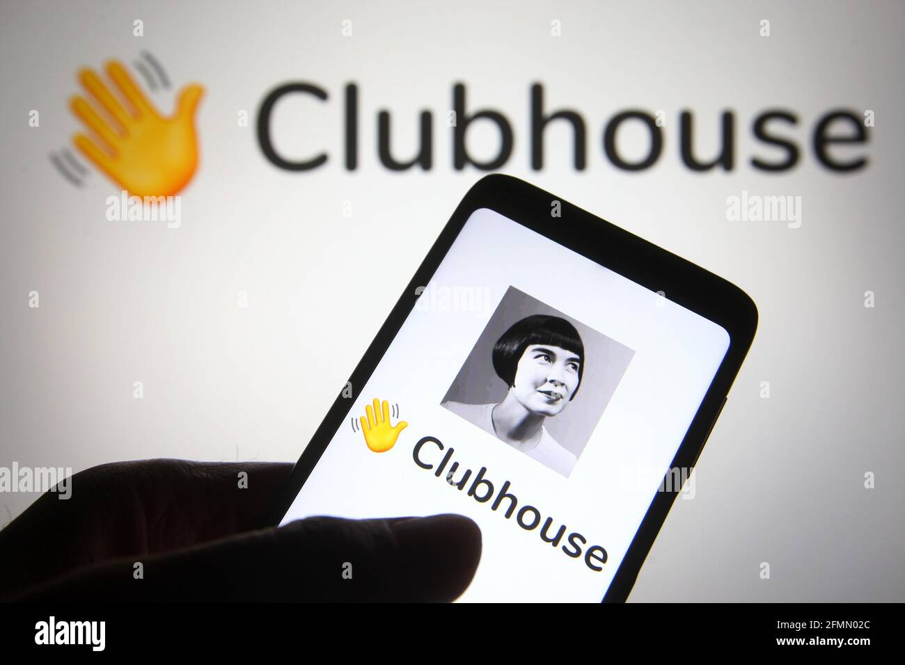 In this photo illustration the Clubhouse logo is seen on a smartphone ...