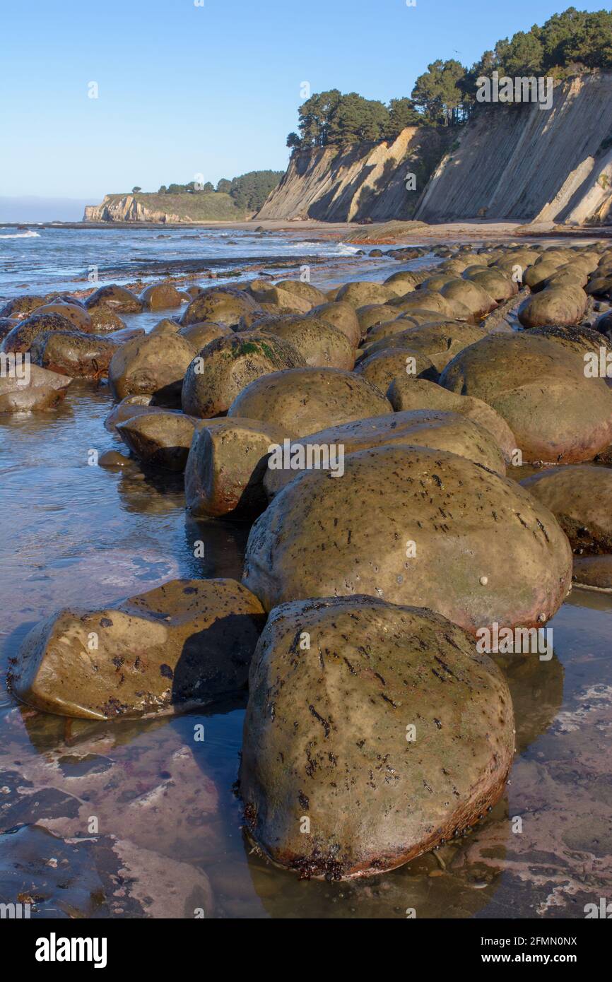 large rock formations at bowling ball beach california Stock Photo - Alamy