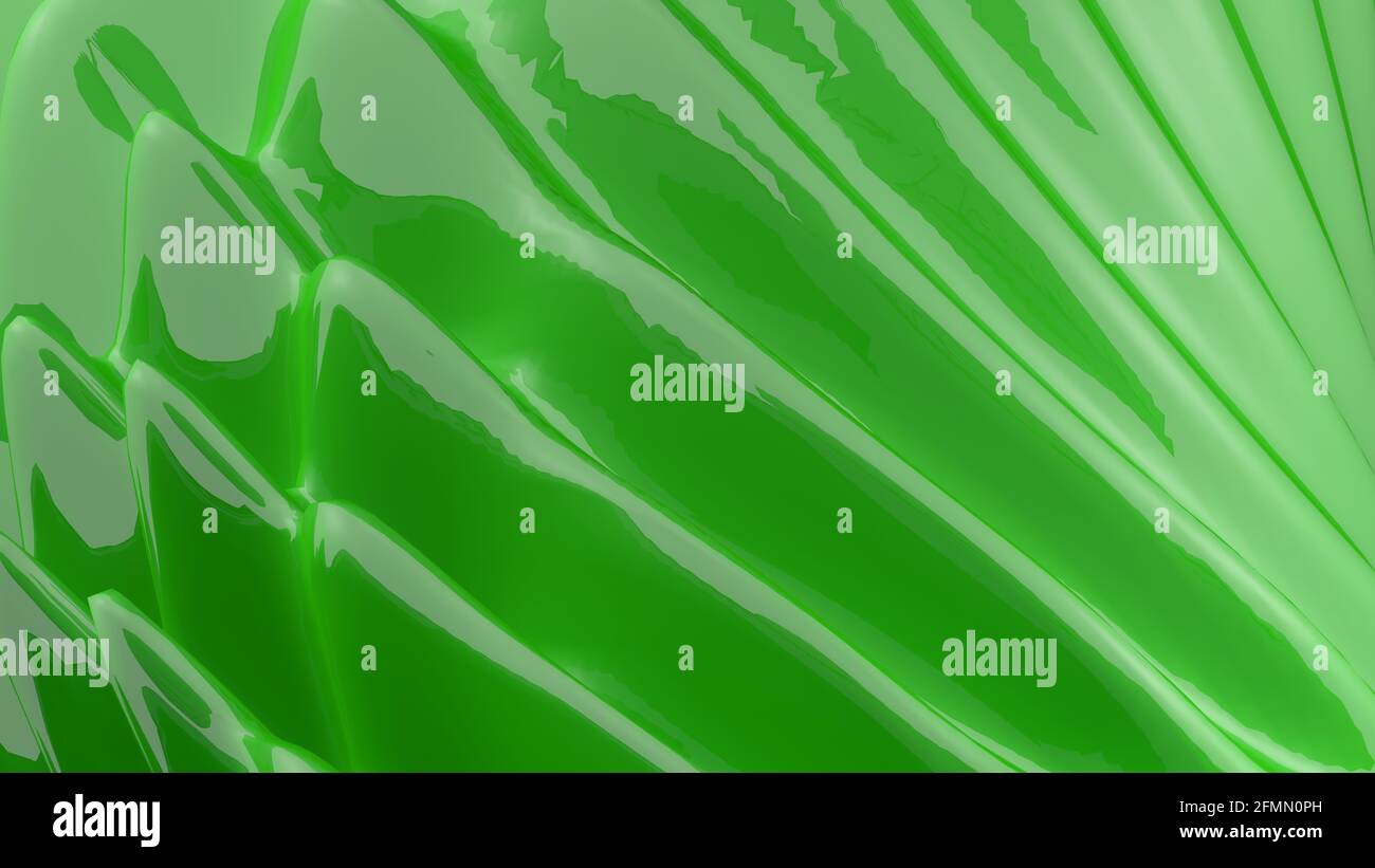 Abstract green glossy plastic background - 3D rendering illustration ...