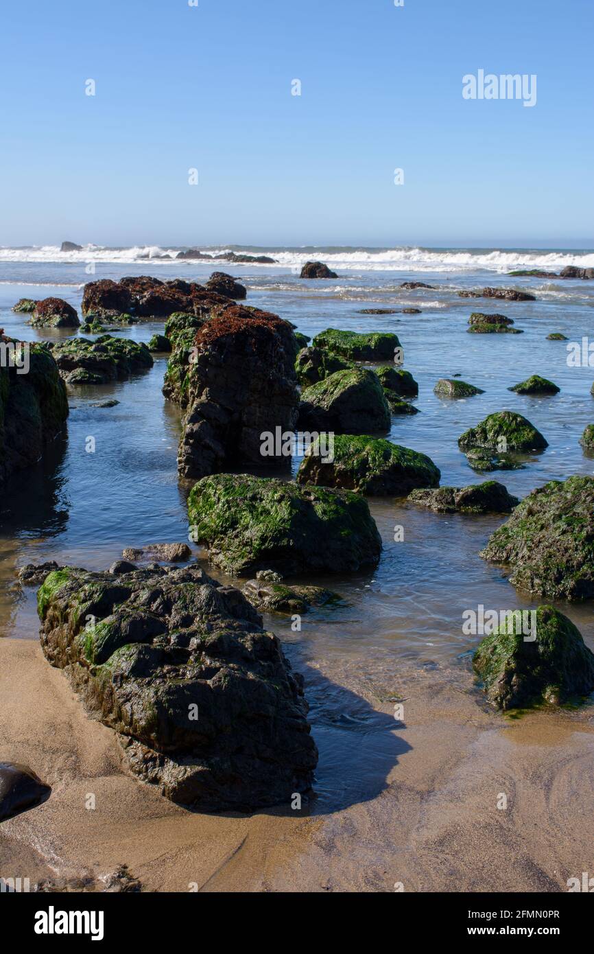 large rock formations at bowling ball beach california Stock Photo - Alamy