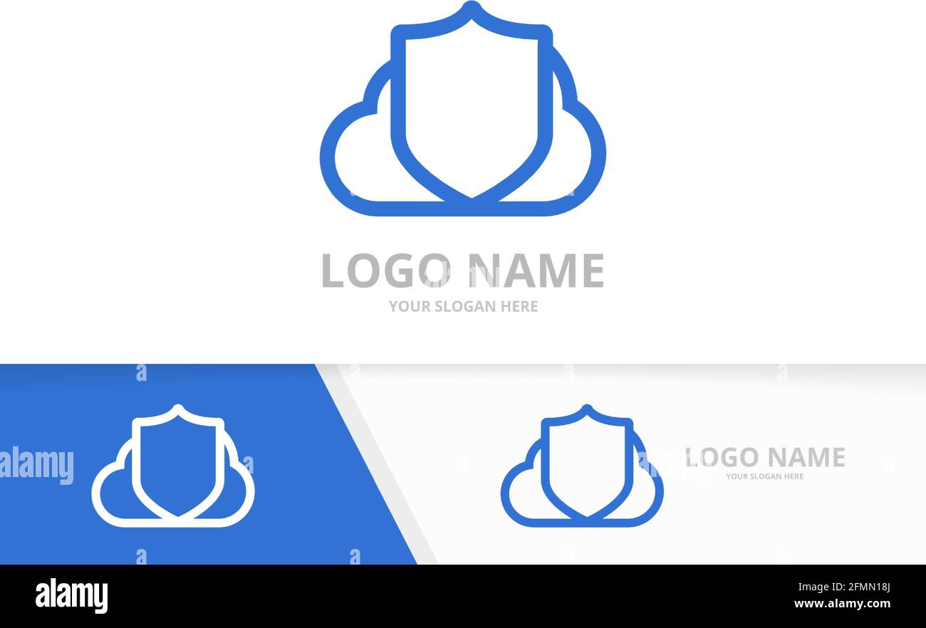 Vector shield logo combination. Unique cloud logotype design template ...