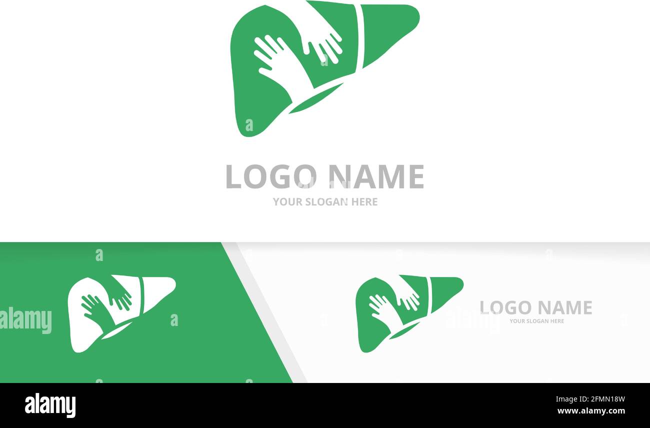 Vector liver and hands logo combination. Unique organ and embrace ...