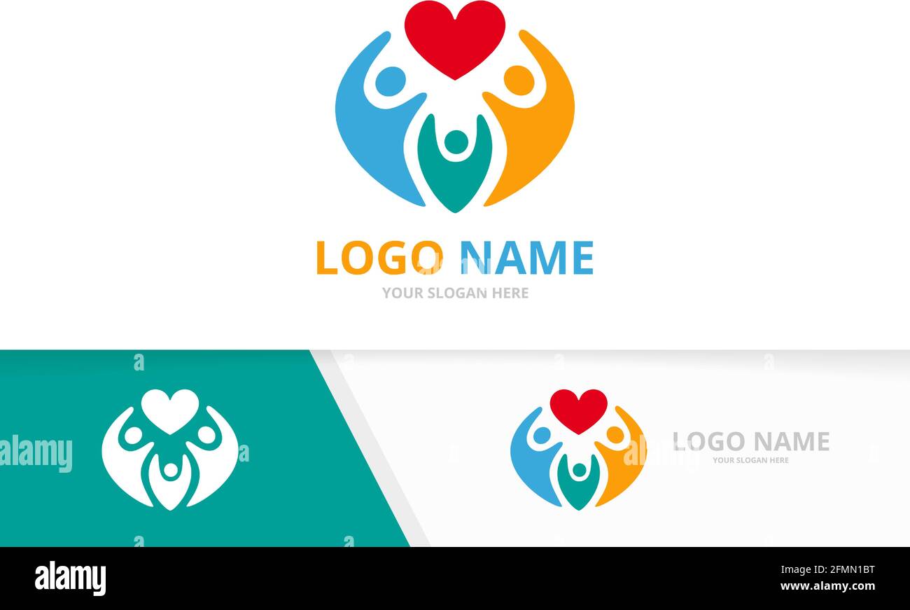 Vector heart and team logo combination. Family love logotype design ...