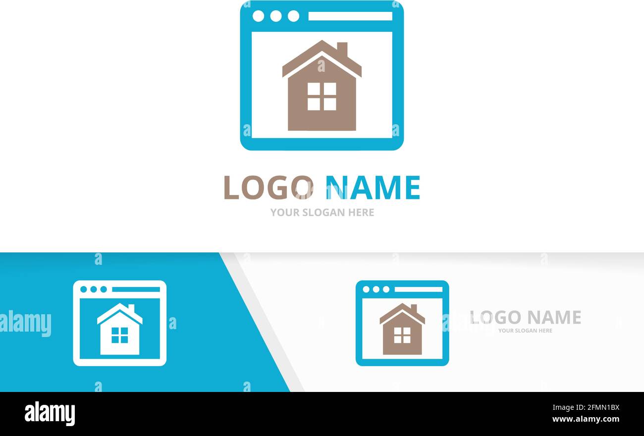 Vector real estate and browser logo combination. House and web page ...