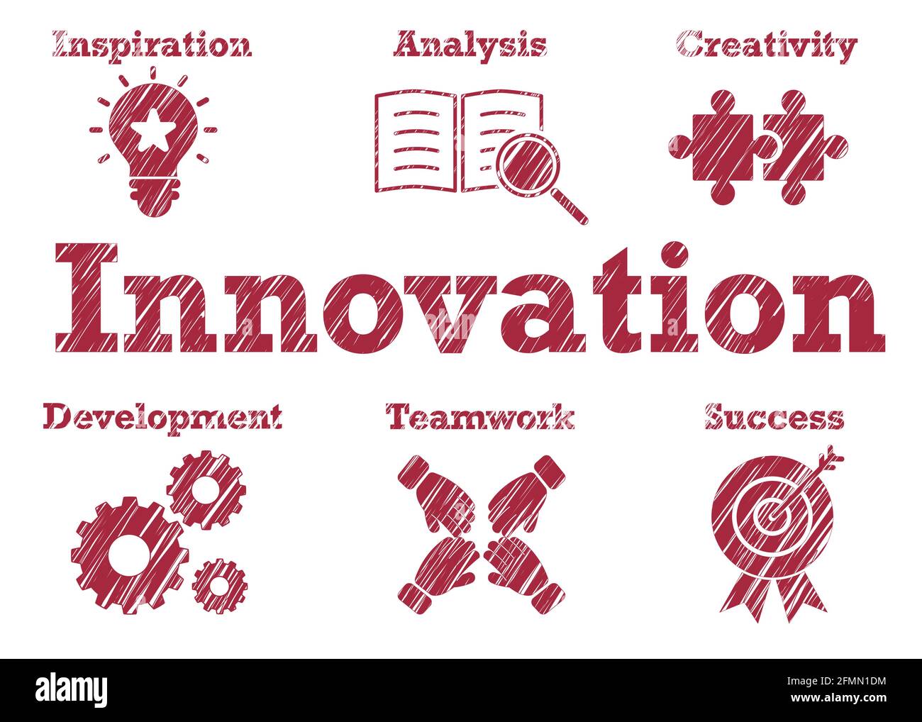 innovation typography lettering text around business icons white ...