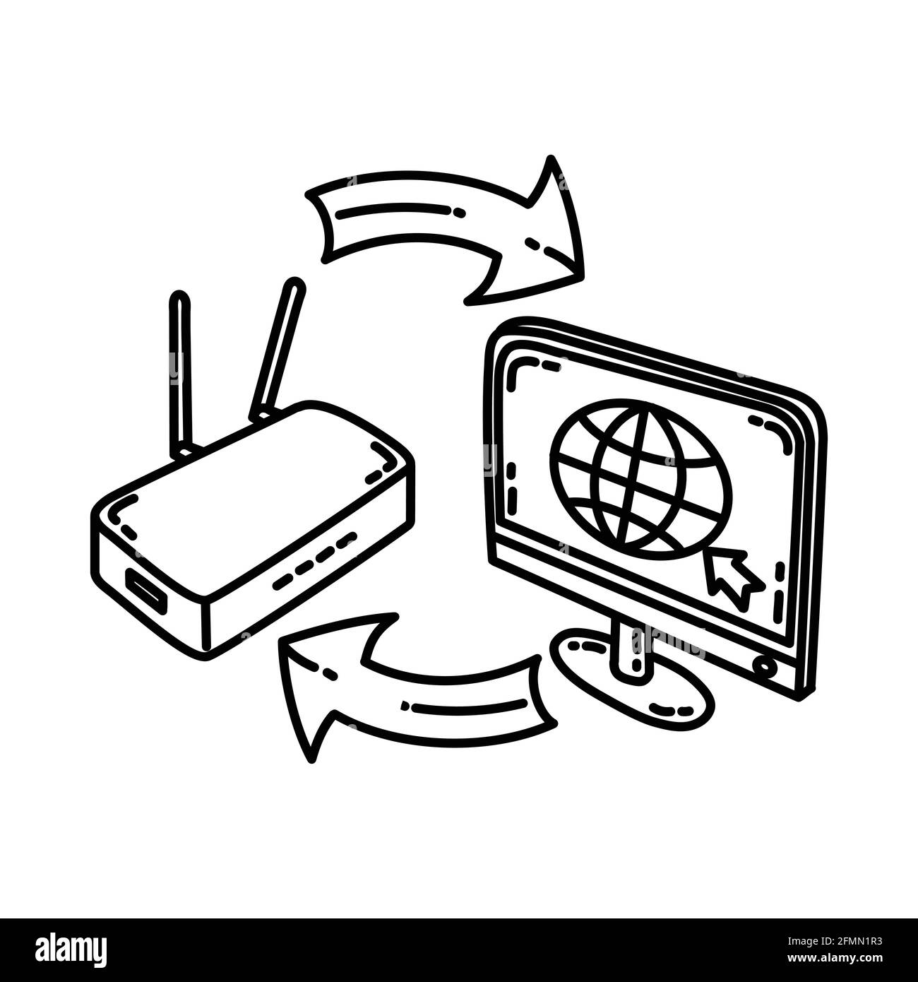 Connect as Telecommunication Equipment Hand Drawn Icon Set Vector Stock ...