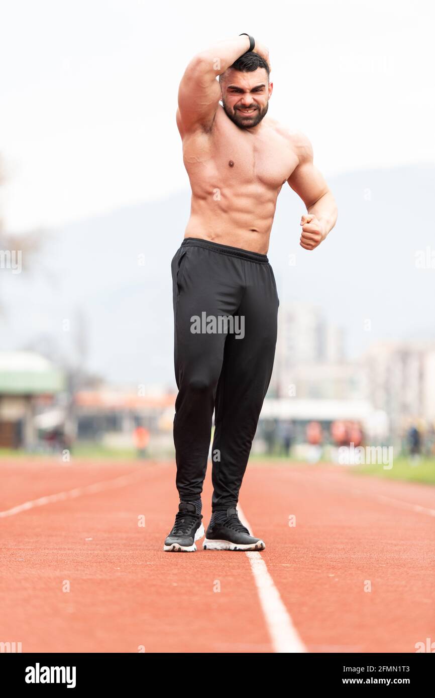 Handsome Beard Man Standing Strong and Posing at Outdoors Stock Photo ...