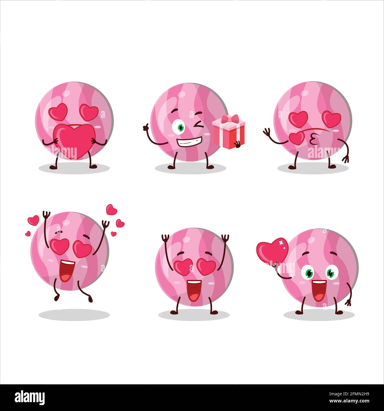 Pink candy cartoon character with love cute emoticon. Vector ...