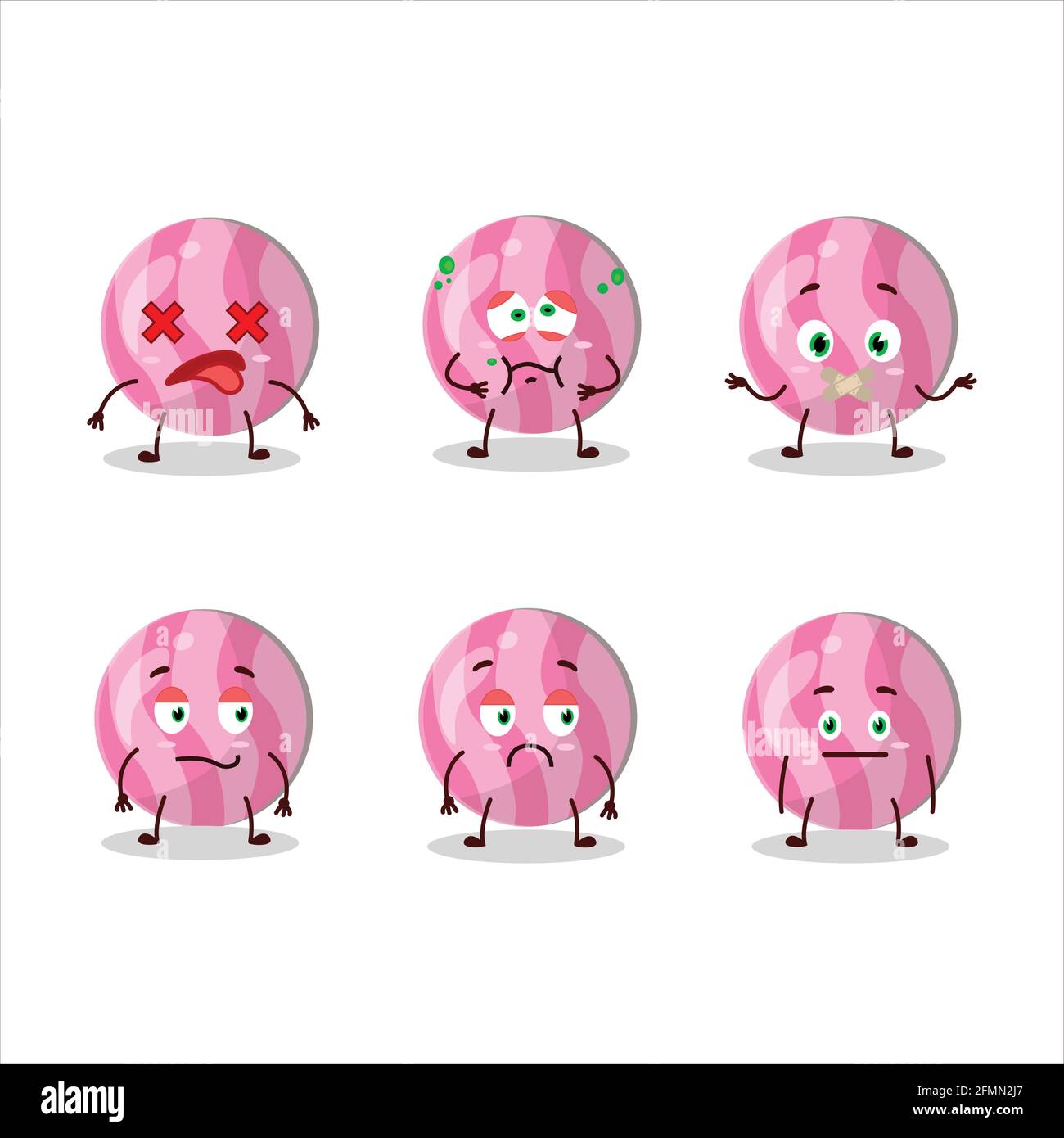 Pink candy cartoon character with nope expression. Vector illustration ...