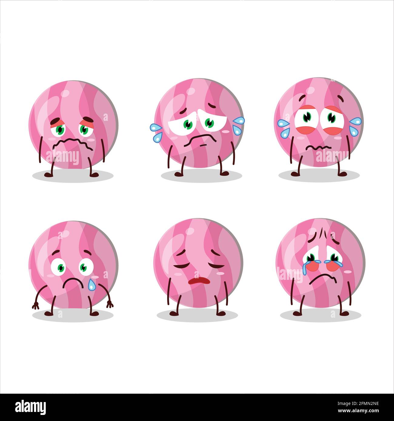 Pink candy cartoon character with sad expression. Vector illustration ...