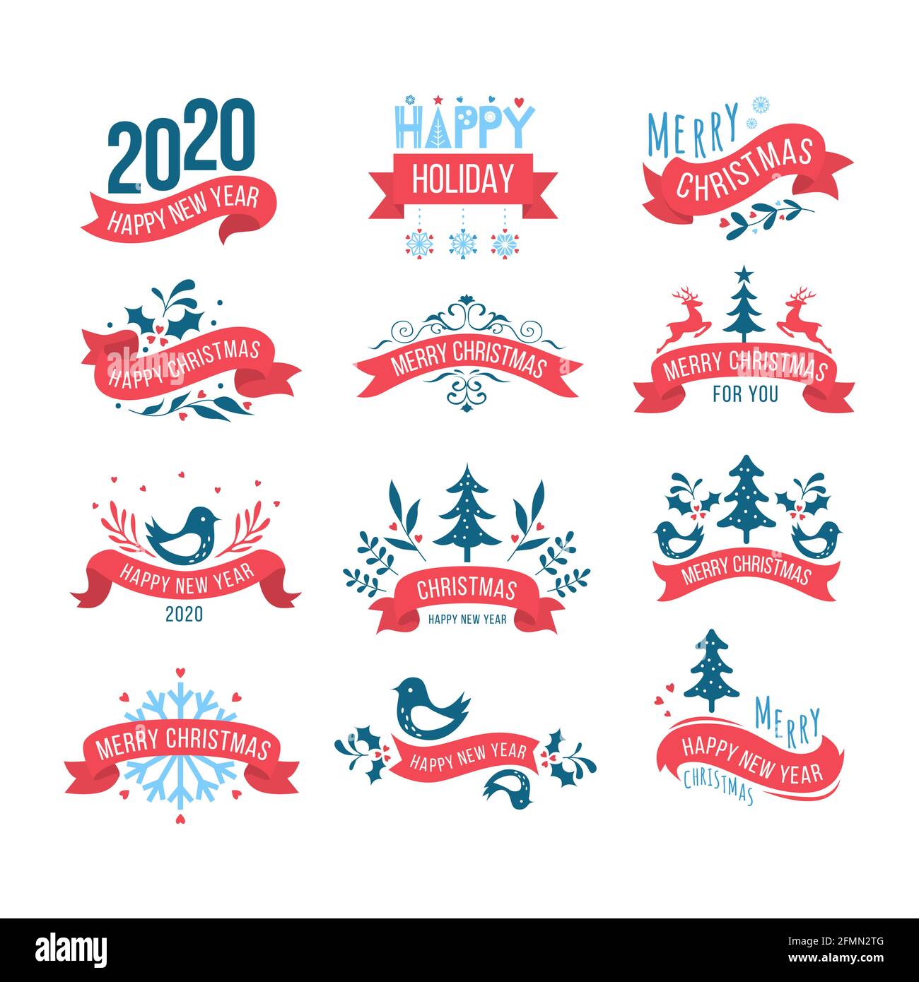 Christmas Ribbon and Ornament Vector Set Stock Vector Image & Art - Alamy